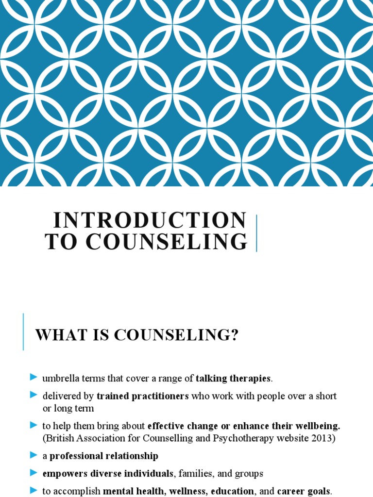 L1 - Introduction To Counseling | PDF | Psychotherapy | School Counselor