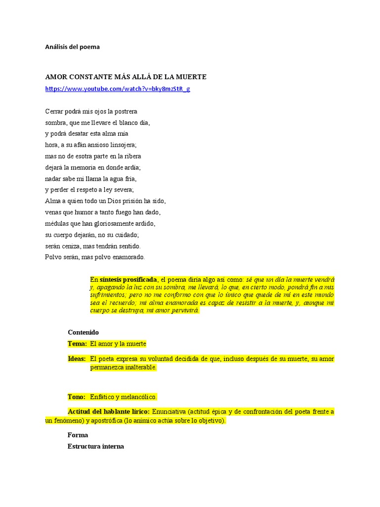 Ejemplo Análisis Soneto Amor Constante Mas Allá | PDF | Poesía | Amor
