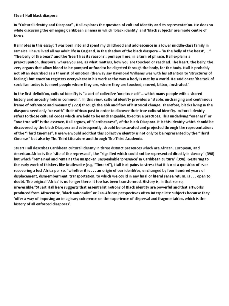 Stuart Hall Black Diaspora 1 | PDF | Identity (Social Science ... Stuart Hall Black Diaspora 1 | PDF | Identity (Social Science ...