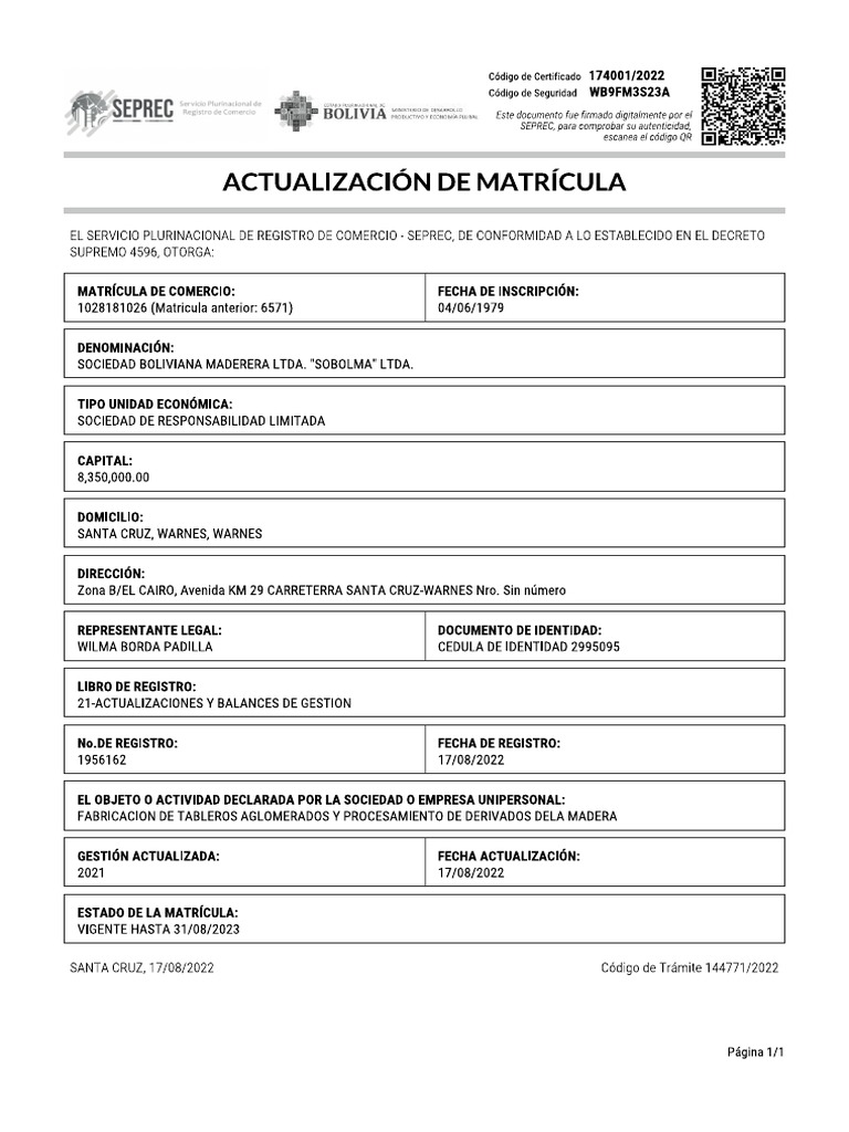 2.-Actualización Matrícula SEPREC | PDF
