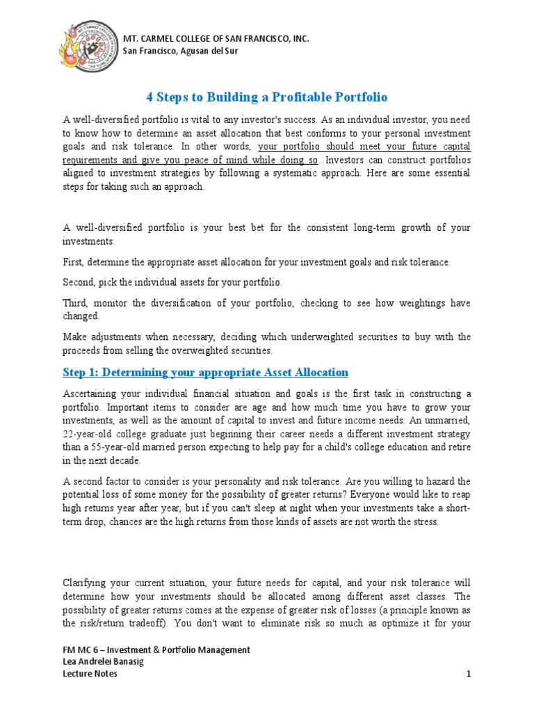 4 Steps to Building a Profitable Portfolio | PDF | Investment Fund ...