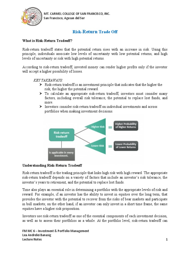 Risk-Return Trade-Off | PDF | Sharpe Ratio | Beta (Finance) Risk-Return Trade-Off | PDF | Sharpe Ratio | Beta (Finance)