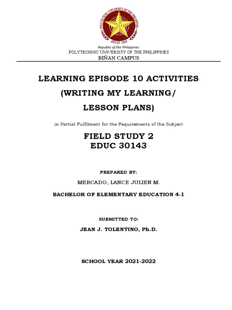 FS2-EP-10 - Lance | PDF | Lesson Plan | Learning