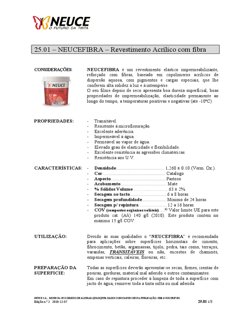 FT - 2501 - vr2 Neucefibra | PDF | Tinta | Embalagem e rotulagem