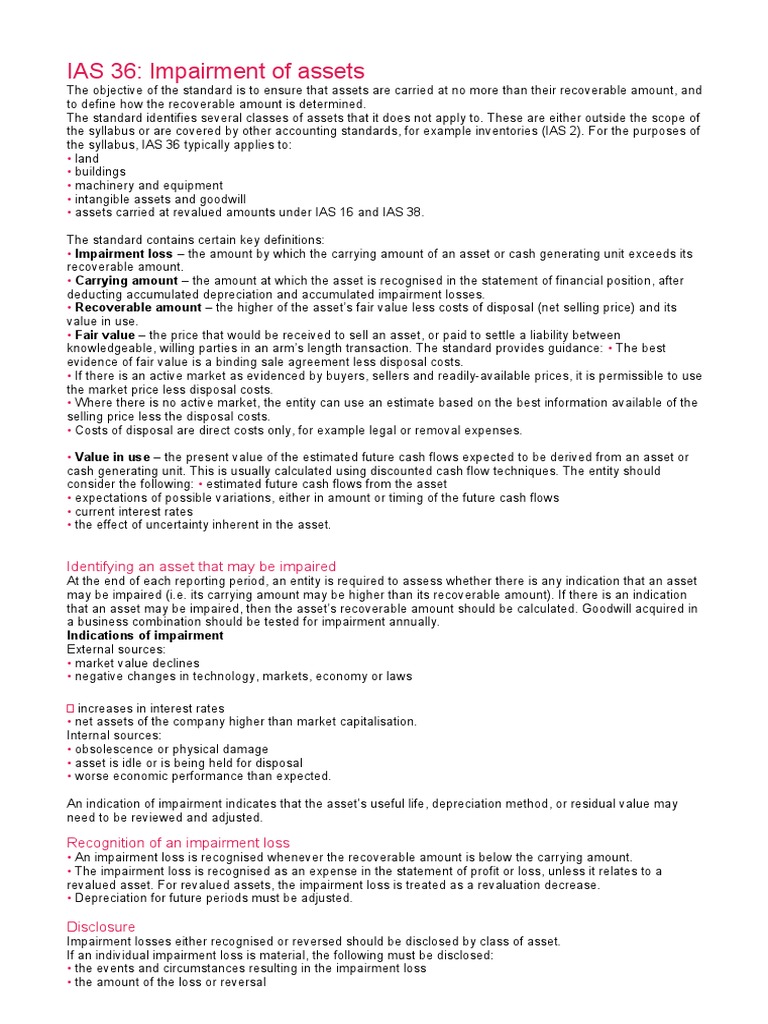 Ias 36 | PDF | Fair Value | Intangible Asset