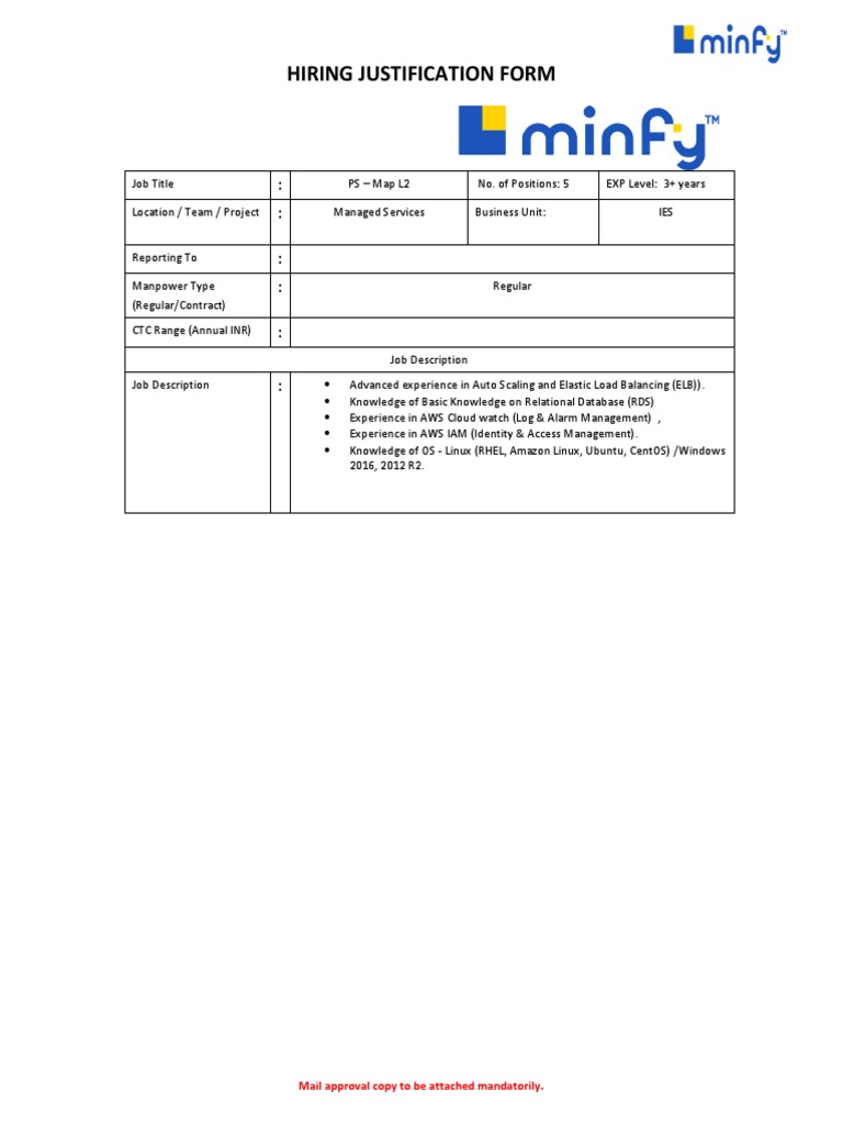 Hiring Justification Form: Mail Approval Copy To Be Attached ...
