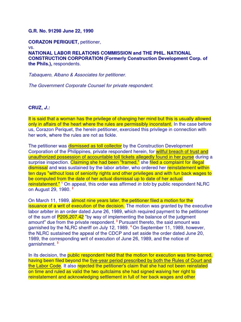 Periquet vs. NLRC | Download Free PDF | Judgment (Law) | Lawsuit
