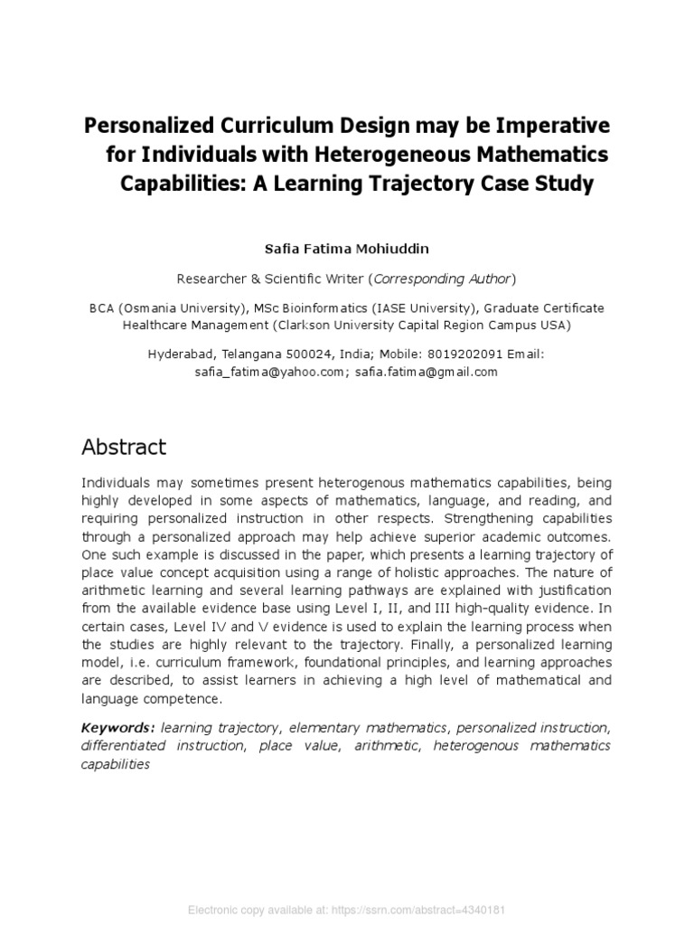 Personalized Curriculum Design May Be Imperative For Individuals With ...