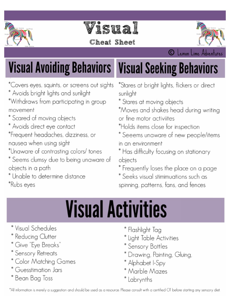 Visual Input Cheat Sheet | PDF
