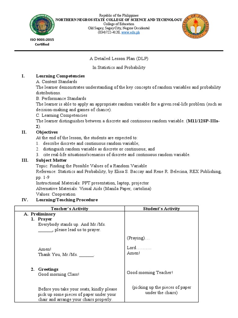 L2-Stat. Prob - Distinguishing Between Discrete and Continuous Random Variable | PDF ...