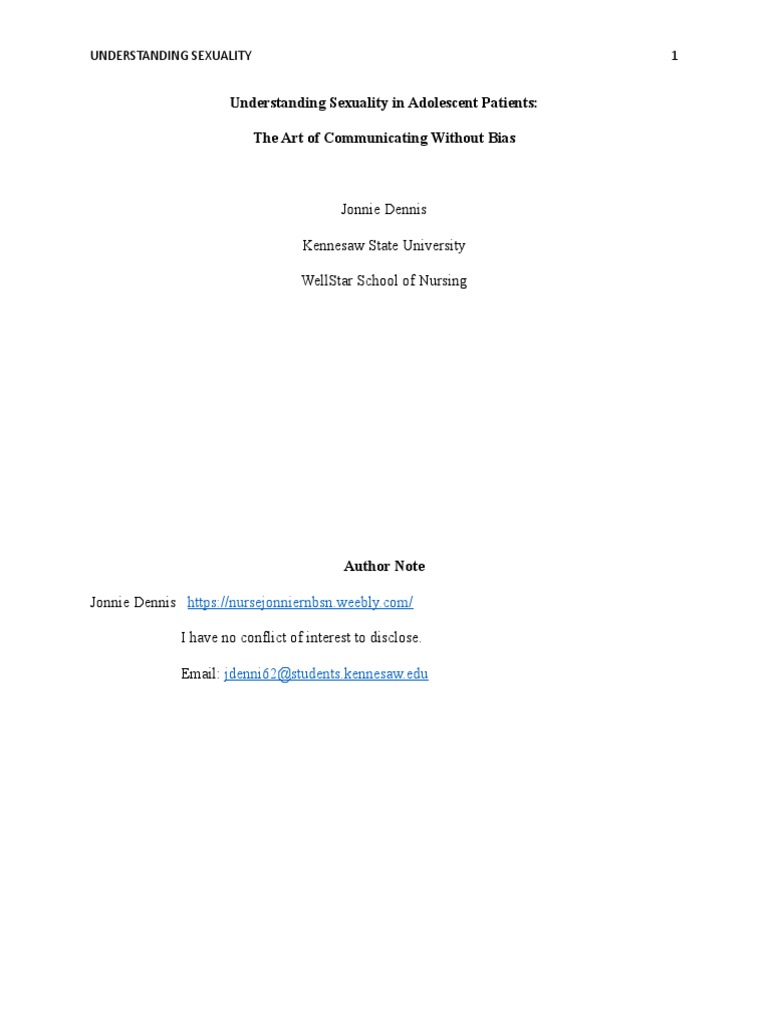 Understanding Adolescent Sexuality Pdf Adolescence Nursing