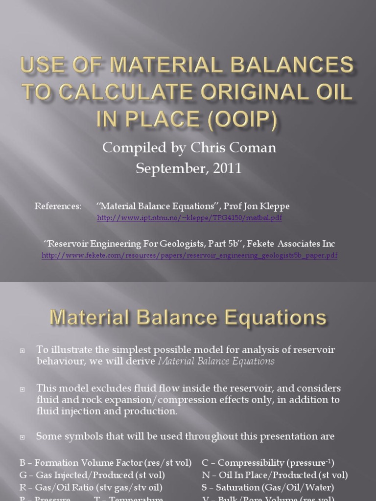 Material Balance Equations for Reservoirs | PDF | Petroleum Reservoir ...