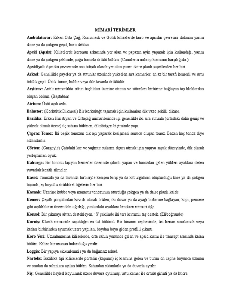 Mi̇mari̇ Teri̇mler | PDF