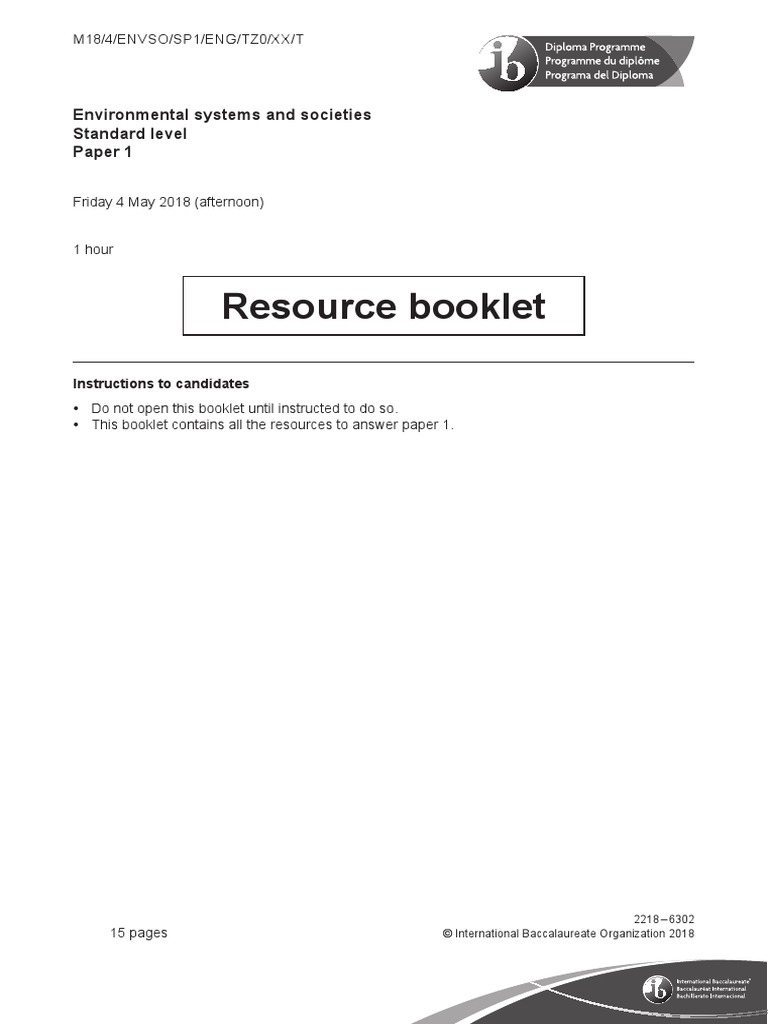 Resource Booklet - May 2018 SL Paper 1 | PDF | Agriculture | Natural ...