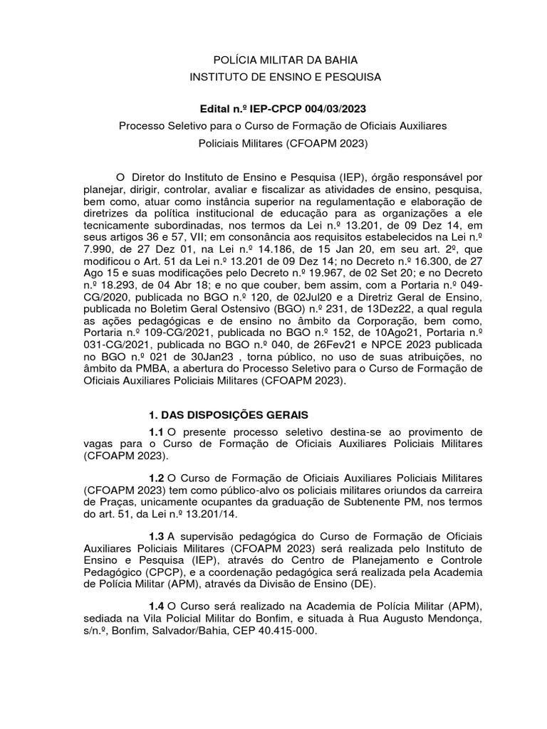 Cfoa Pm 2023 Pdf Sentença Jurídico Avaliação De Desempenho