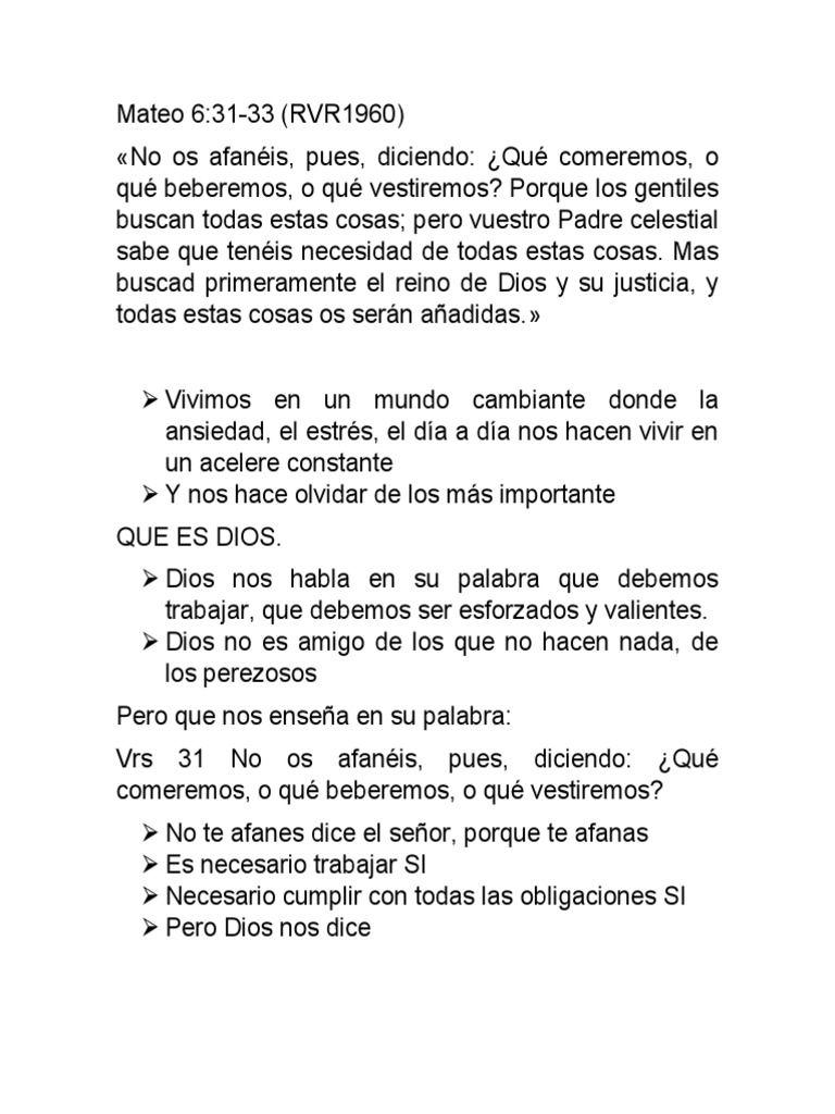 Buscad Primero El Reino de Dios | PDF | Dios