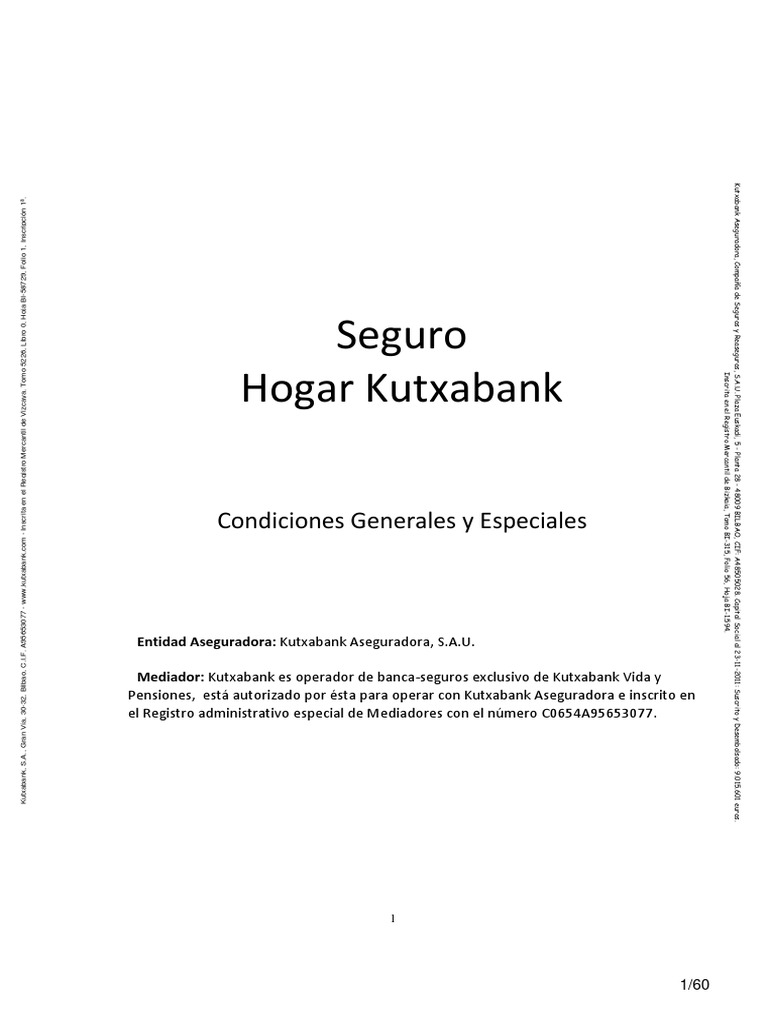 Seguro Hogar Kutxabank: Condiciones Generales y Especiales | PDF | Seguro | Reaseguro
