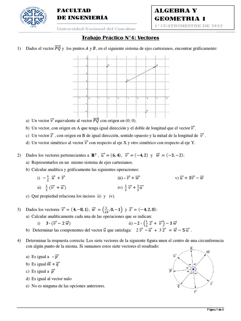 TP #4 Vectores - 1°C - 2022 | PDF | Vector Euclidiano | Fuerza
