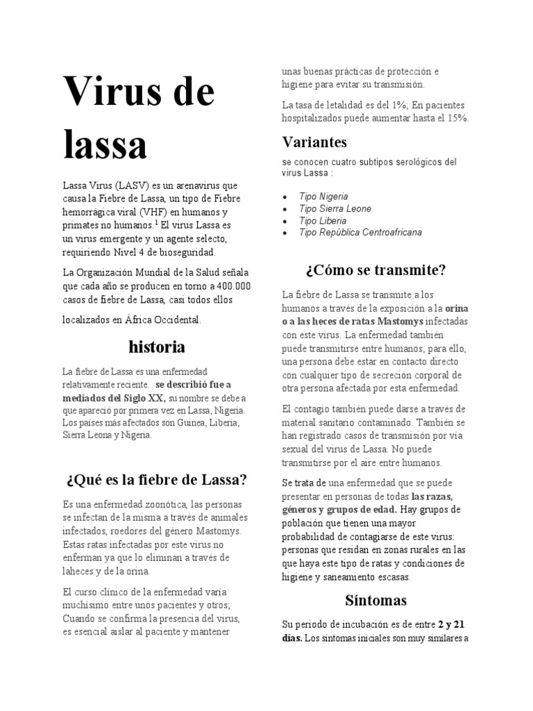 Virus de Lassa | PDF | Virus | Influenza