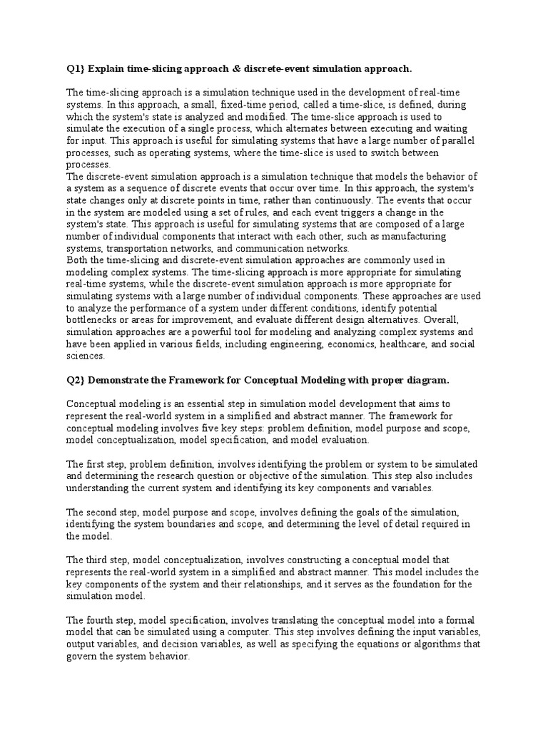 Q1) Explain Time-Slicing Approach & Discrete-Event Simulation Approach | PDF | Agent Based Model ...