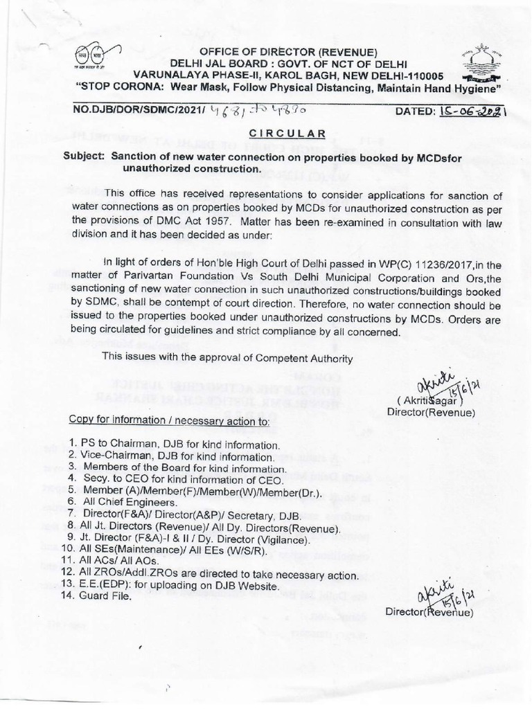 Water Connection On Properties Booked by MCD | PDF