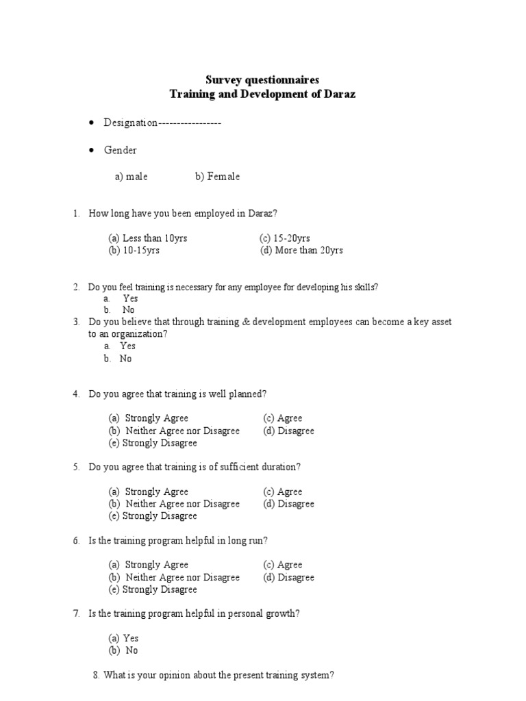 Questionnaire_on_effectiveness_of_training -Final | PDF | Economies ...