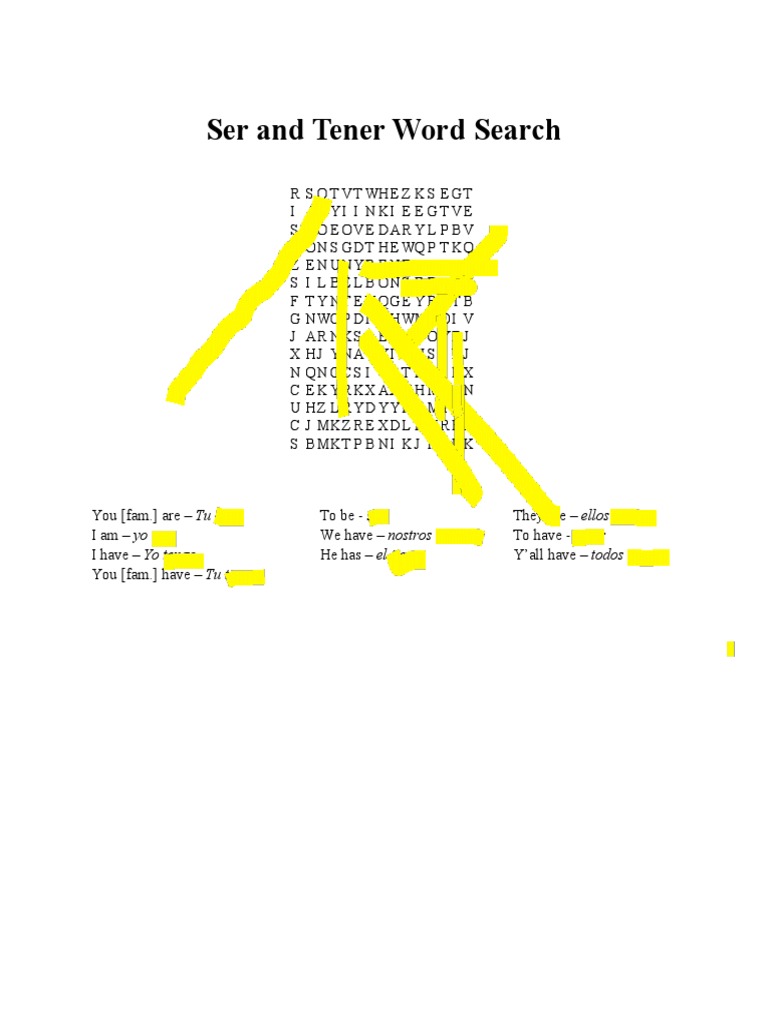 Ser and Tener Word Search | PDF | Language Arts & Discipline | Foreign ...