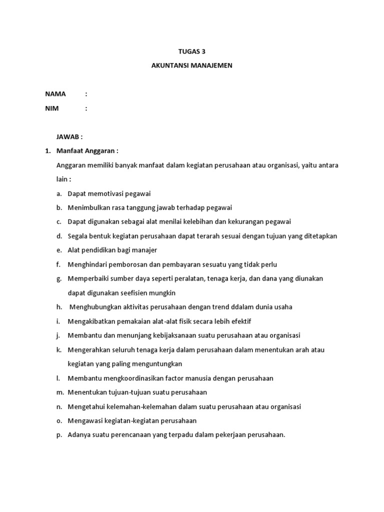 Tugas 3 Akuntansi Manajemen | PDF