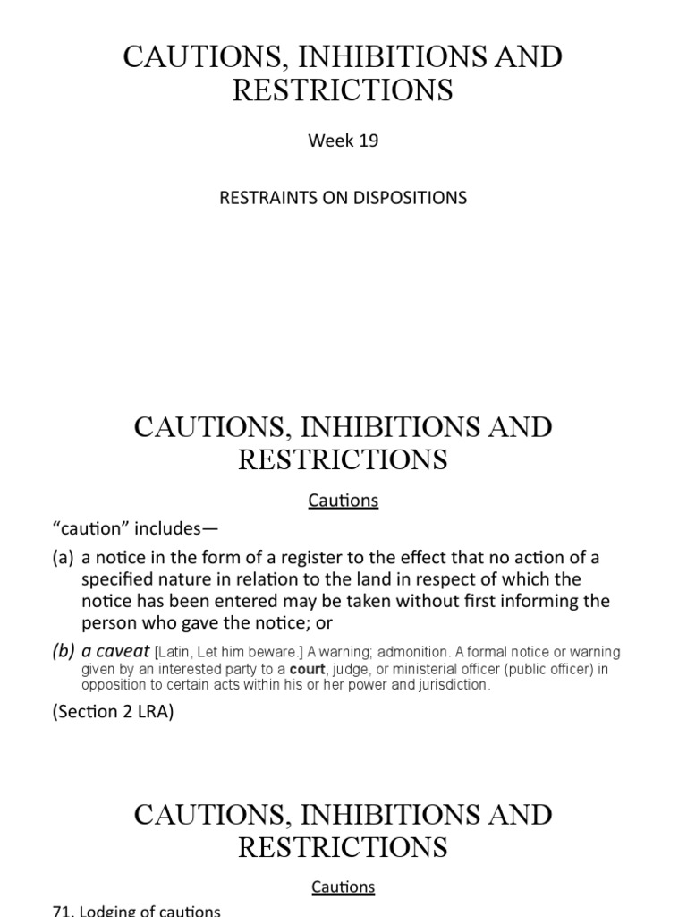 Cautions, Inhibitions, and Restrictions Guide | PDF | Domain Name ...