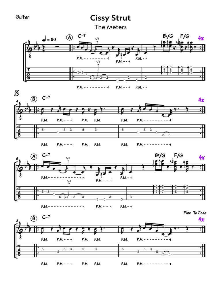 Cissy_Strut_The_Meters_guitar | PDF