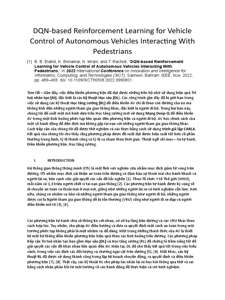 DQN-based Reinforcement Learning For Vehicle Control of Autonomous Vehicles Interacting With ...