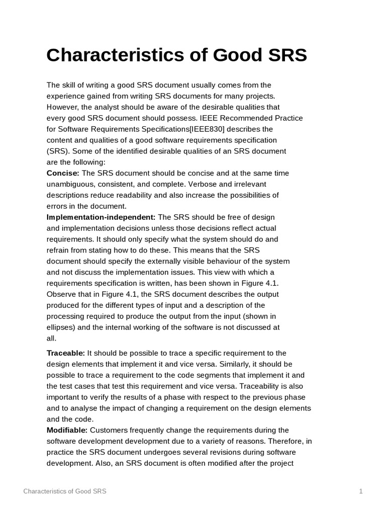 Key Characteristics of a Good SRS | PDF | Systems Theory | Computing