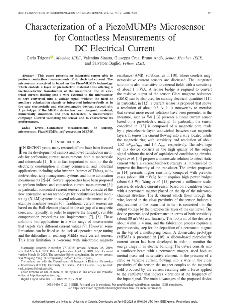 Characterization of A PiezoMUMPs Microsensor For Contactless ...