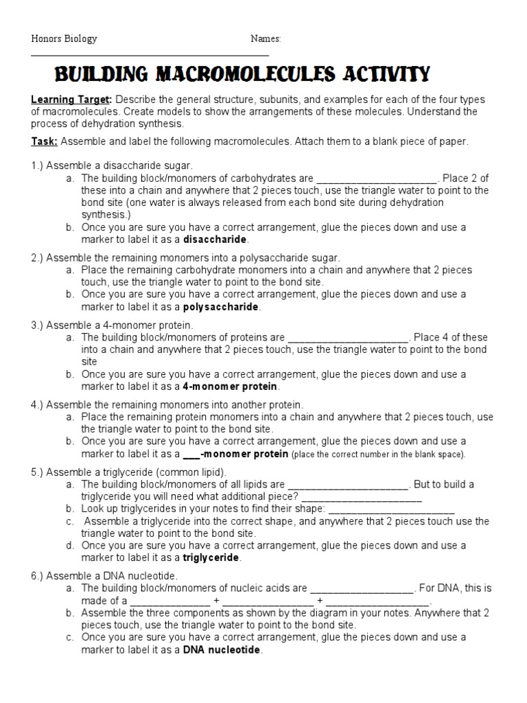 Learning Target: Describe The General Structure, Subunits, and Examples ...
