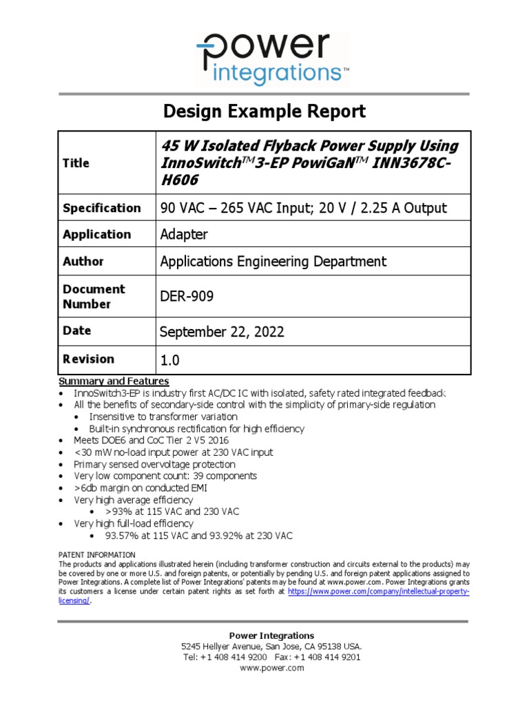 Design Example Report: 45 W Isolated Flyback Power Supply Using ...
