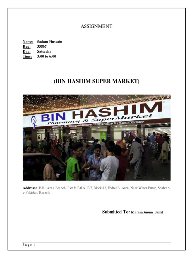 Bin Hashim Supermarket Review & Suggestions | PDF | Retail | Merchandising