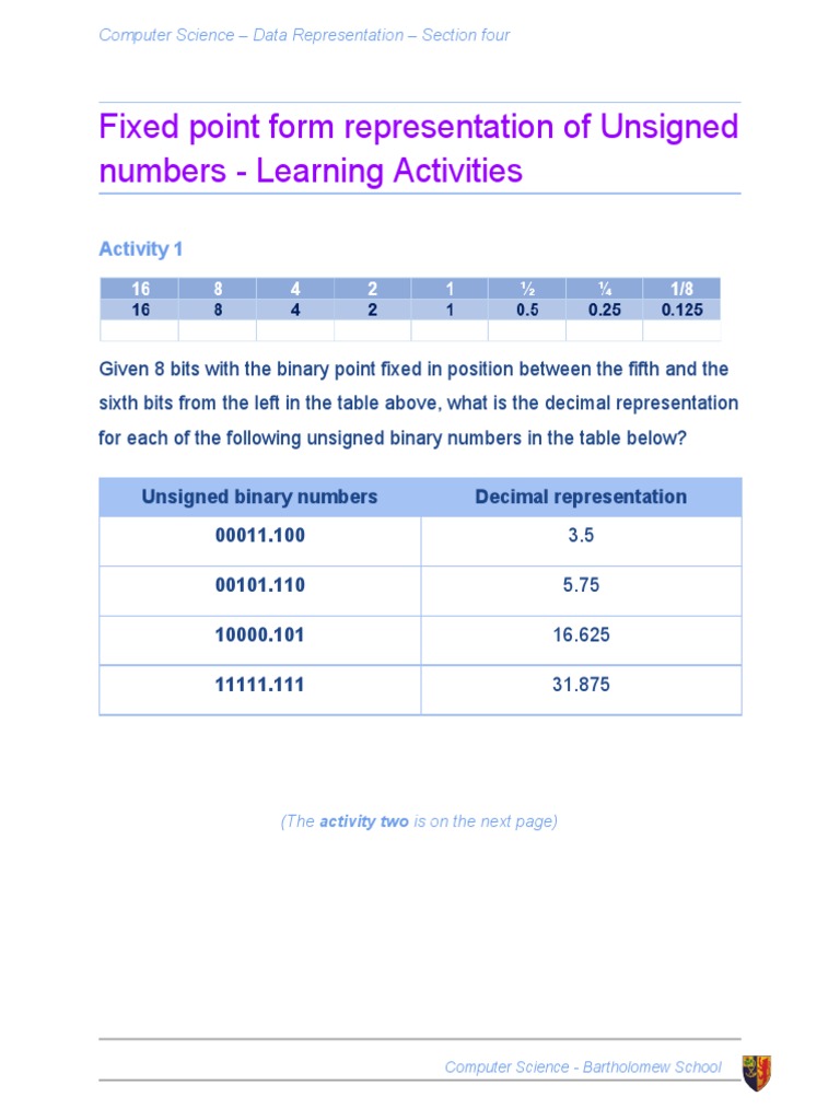 LA10 - S4 - Data Representation | PDF | Bit | Decimal