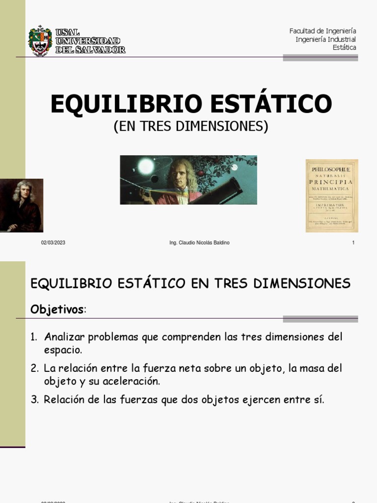 Equilibrio Estático: (En Tres Dimensiones) | PDF | Vector Euclidiano | Fuerza