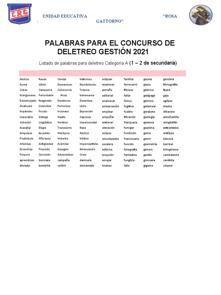 650 Plabras Cat A 1 y 2 de Sec. | PDF