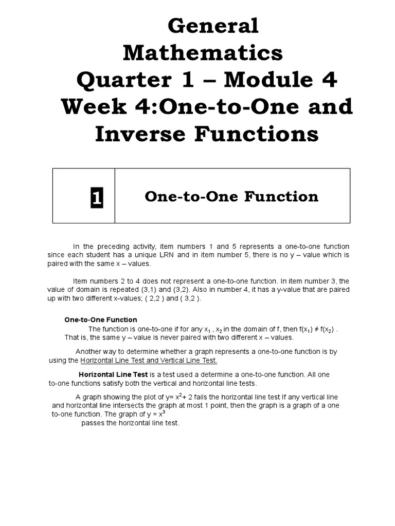 Quarter 1 Module 4 | PDF | Function (Mathematics) | Inequality ...
