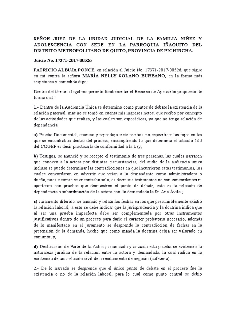 Apelación Juicio de Alimentos NS | PDF Apelación Juicio de Alimentos NS | PDF