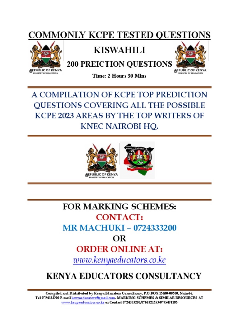 Kisw Kcpe 2023 Analysis | PDF