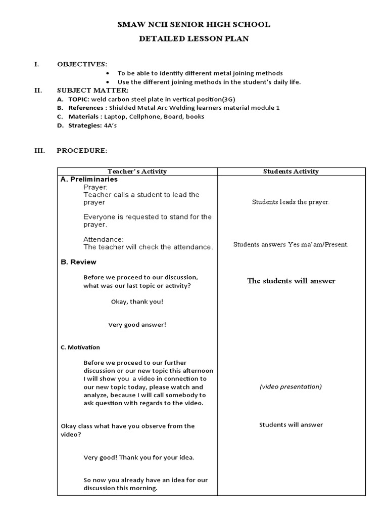 SMAW NCII SENIOR HIGH SCHOOL-g-11 Lesson3 | PDF | Welding | Construction