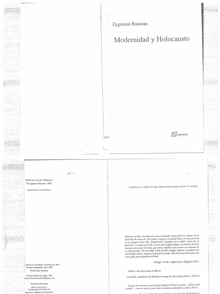 2 P) Bauman Z Modernidad y Holocausto | PDF