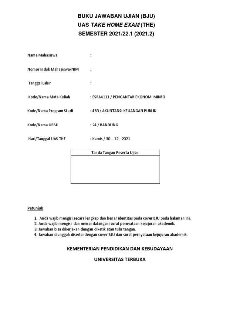 Bju Espa4111 Pengantar Ekonomi Mikro | PDF | Ilmu Sosial | Sains & Matematika