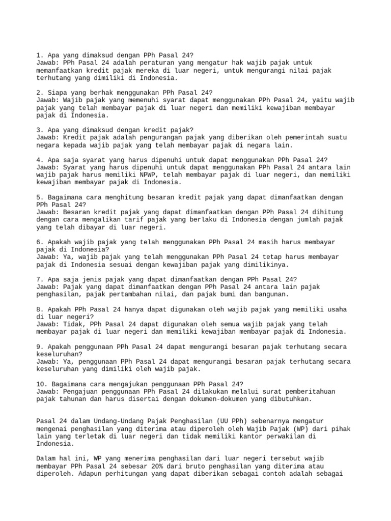 Pertanyaan PPH 24 Cristy | PDF