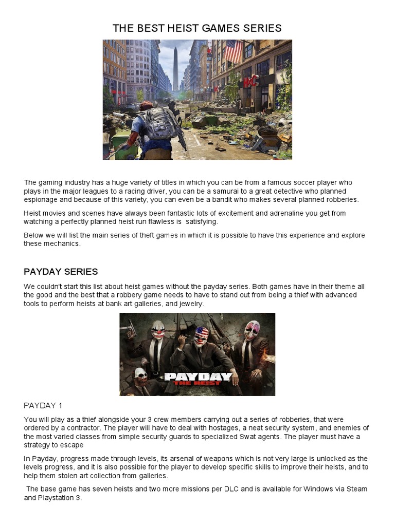 The Best Heist Games Series | PDF