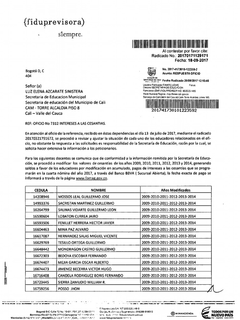 Resp Fiduprevisora | PDF