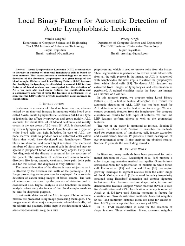 Local Binary Pattern For Automatic Detection of | PDF