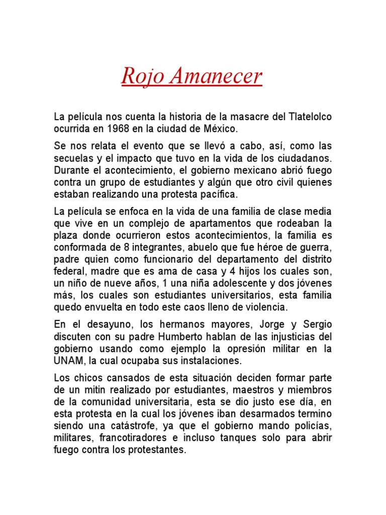 Análisis de Película Rojo Amanecer | PDF